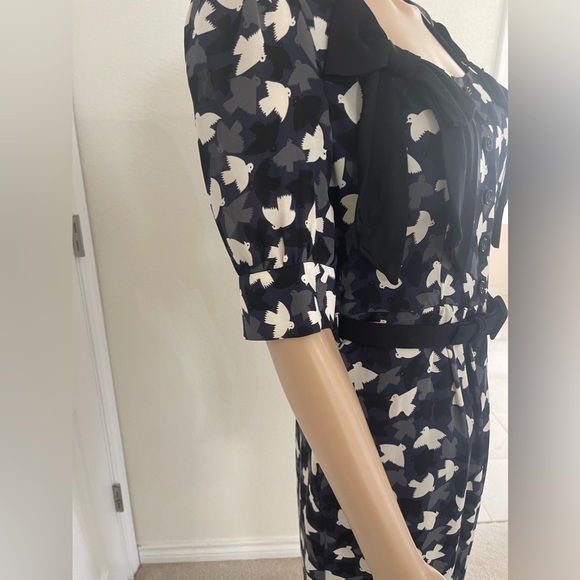 Milly of New York | Dresses | Milly Blue Bird Dress With Bows Belt Seen ...